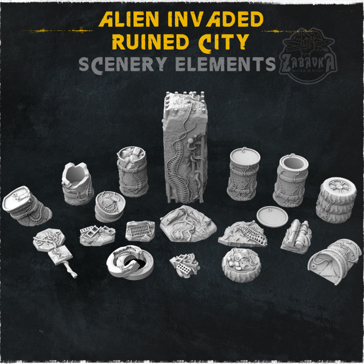 Alien Invaded City Scenery Elements – Miniature Horde