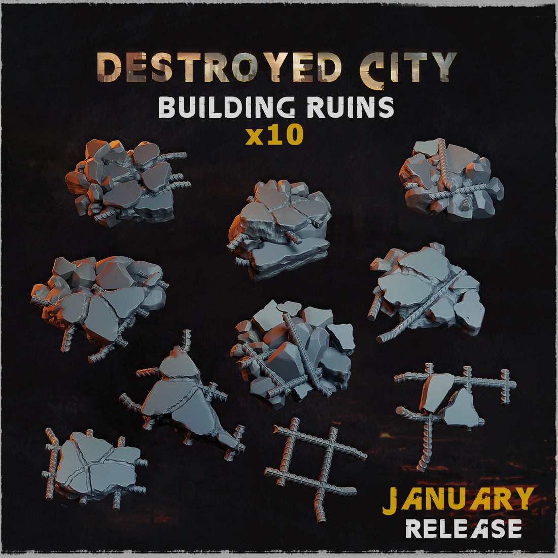 Destroyed City Building Ruins – Miniature Horde