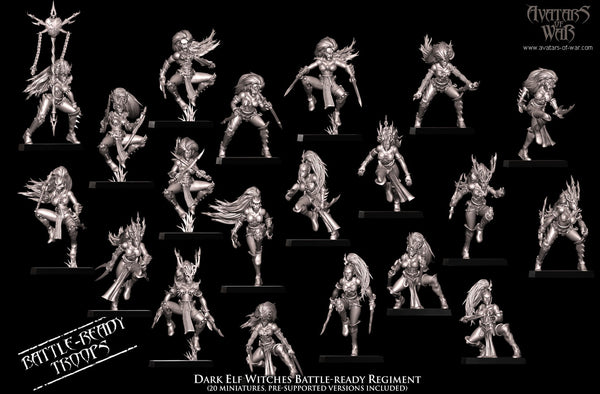 Dark Elf Witches (Battle-Ready Regiment) by Avatars of War – Miniature ...