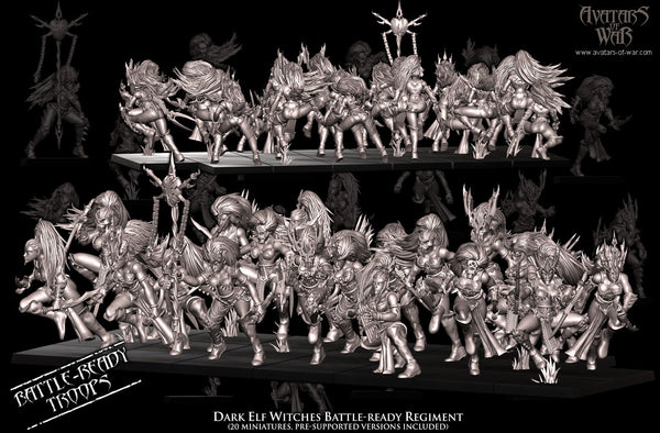 Dark Elf Witches (Battle-Ready Regiment) by Avatars of War – Miniature ...