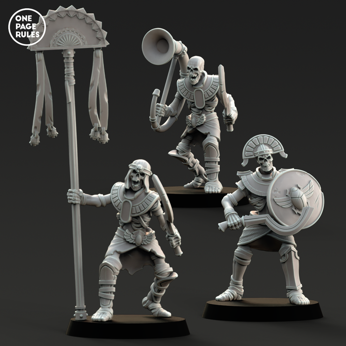 Skeleton Warriors Command - Mummified Undead (3 Models) – Miniature Horde