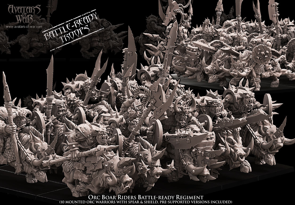 Orc Boar Riders (Battle-Ready Regiment) by Avatars of War – Miniature Horde