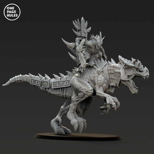 Saurian Veteran on Tyrannosaur - Saurians (1 Model) – Miniature Horde