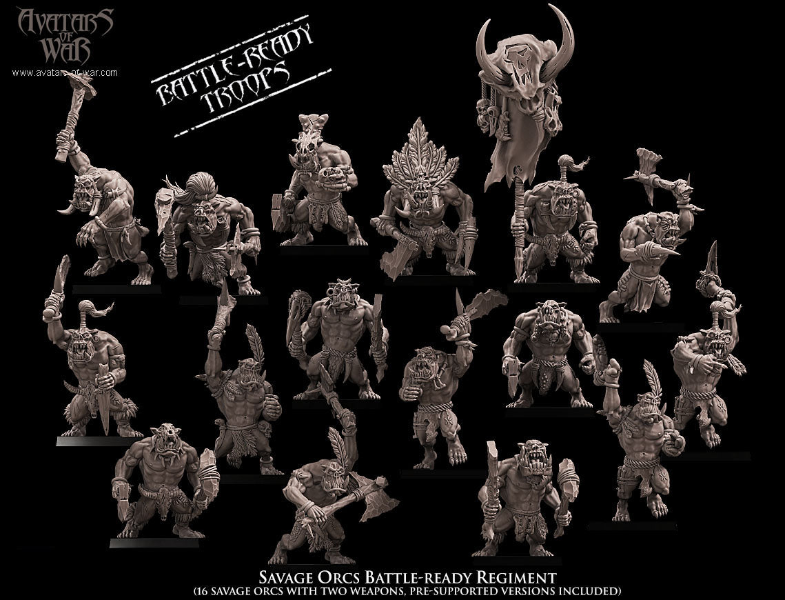 Savage Orcs (Battle-Ready Regiment) by Avatars of War – Miniature Horde